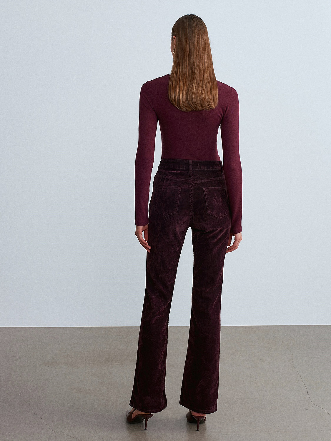 72111 Kadife Flare Pantolon-Bordo | PANTOLON | Dilvin